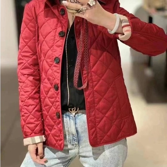 Burberry | Jackets & Coats | Burberry Frankby Quilted Jacket Red | Poshmark